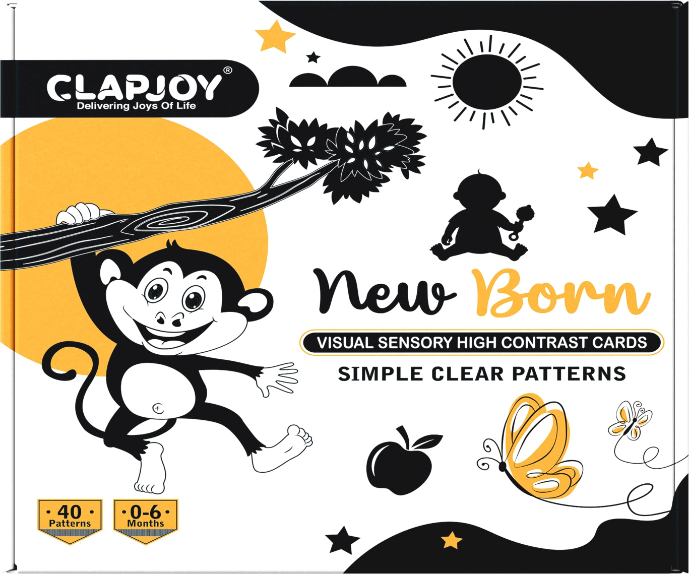 Clapjoy New Born Black and White Flash Cards for Babies & Infants of A