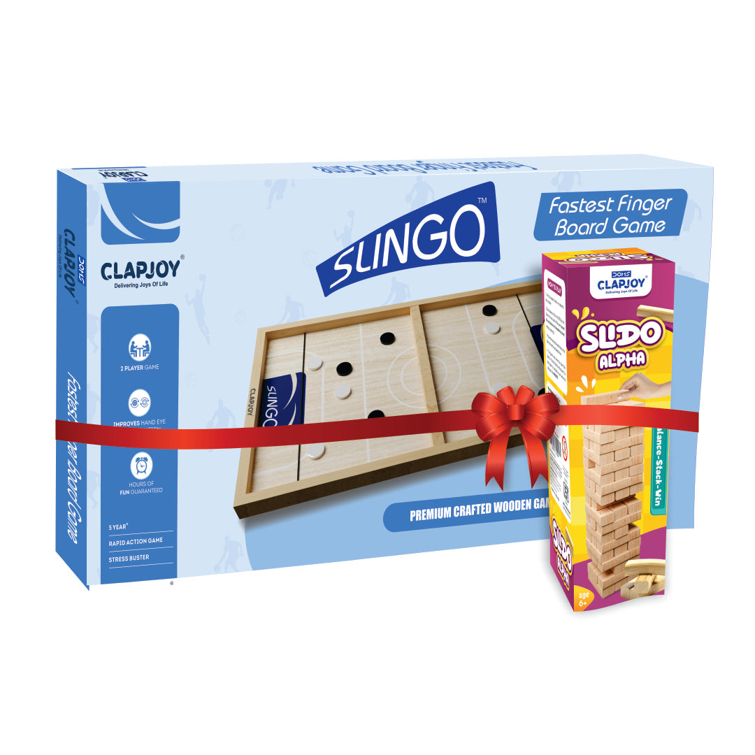 Clapjoy Slingo & Slido Alpha Combo – Fast-Paced Finger Board Game & Wo
